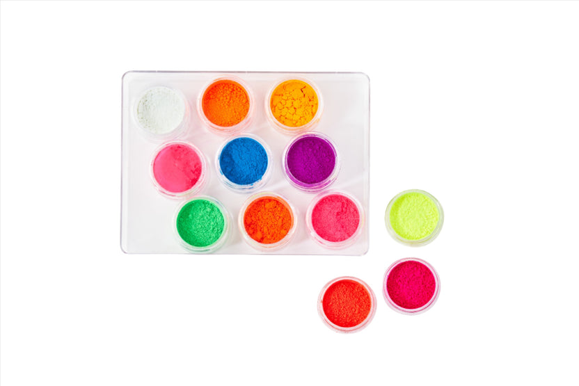 Neon Chrome Powder Set of 12 for Nails – Vibrant Neon Pigments for Mir ...